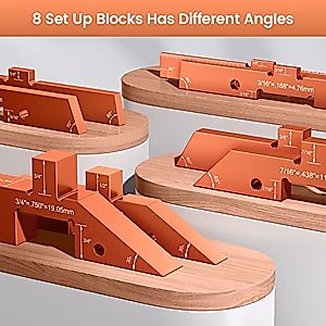 Neitra Router Table Setup Blocks Woodworking - 8pcs Aluminum Alloy Precision Setup Bars for Routers Tables Saw Accessory, Measuring Height Depth Angle Gauge with Storage Case (Each in Varies Thick)