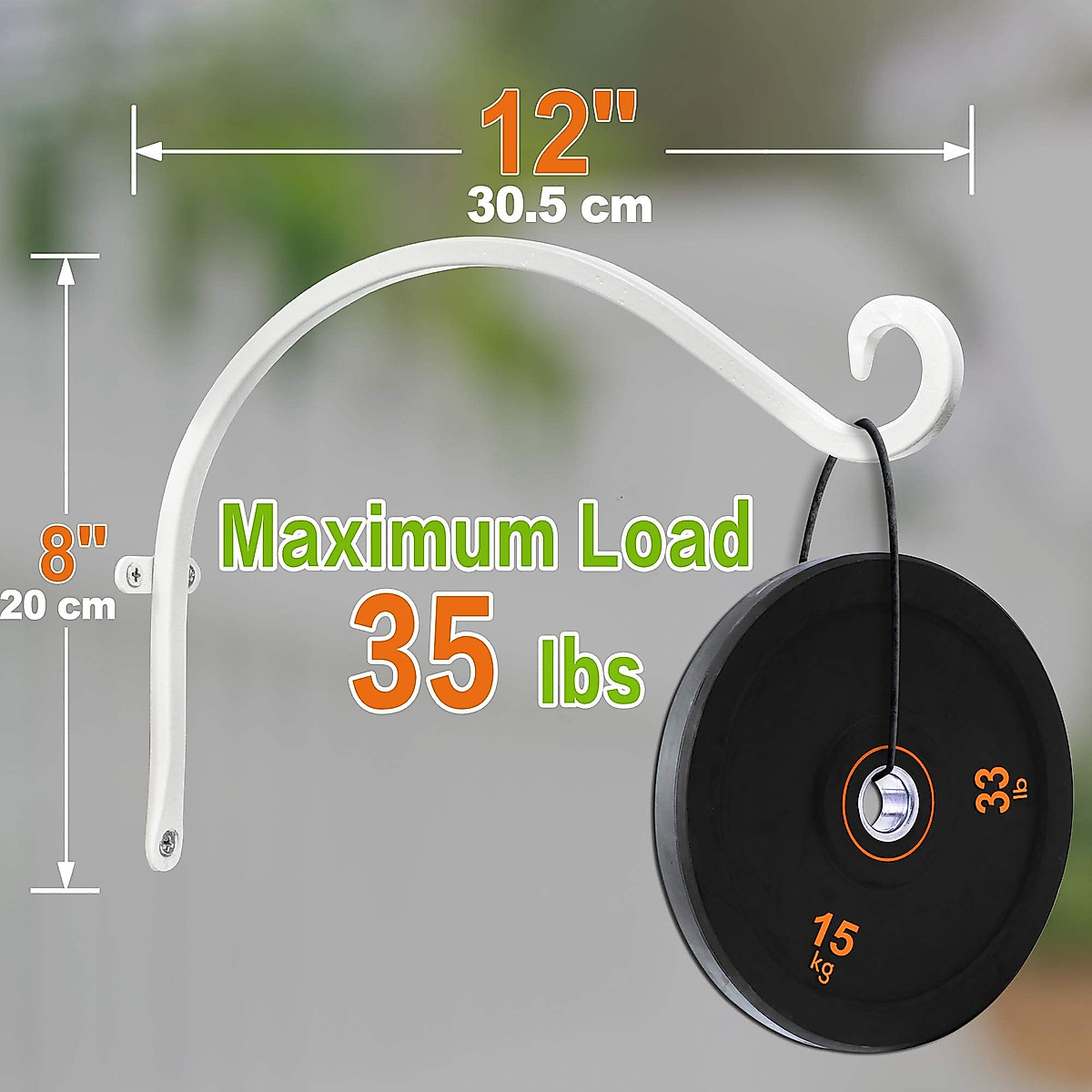 Bird Feeder Hanger: 12-Inch Wall-Mounted Plant Bracket Outdoor - 4 Pieces White Plant Hooks for Hanging Flower Baskets