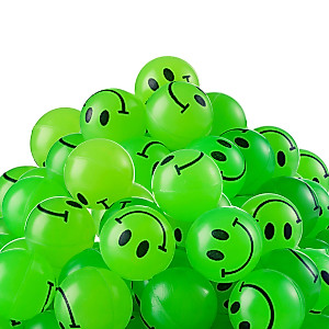 Bedwina Bulk Bouncy Balls Glow in The Dark - 144 Pcs (1inch / 27mm) Diameter, High Bouncing, Small Rubber Smile Face Bouncing Balls for Kids, Vending Machines, Party Favor