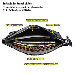 Lecxci Leather Crossbody Purses Clutch Phone Wallets with Card Slots for Women (Black)