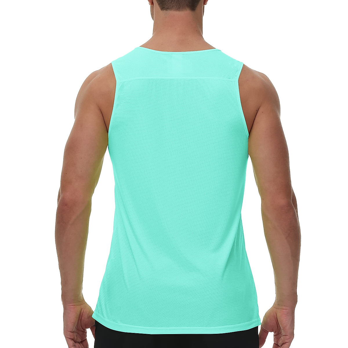 Cakulo Mens Running Tank Top Swim Shirts Workout Dri Fit Muscle Gym Summer Beach Athletic Sleeveless Tops Neon Turquoise L