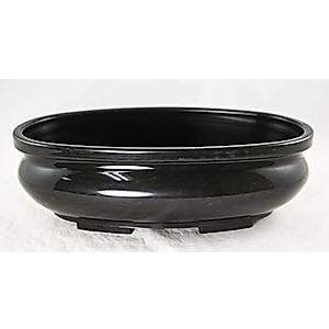 Calibonsai 9'' Oval Heavy Duty Black Plastic Bonsai Training Pot, Cactus & Succulent Planter + Tray + Rock + Mesh Combo