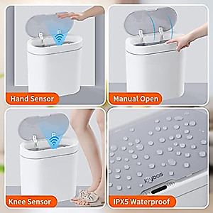JOYBOS 2 Pack Touchless Bathroom Trash Cans and Waterproof Motion Sensor Small Automatic Bagging Garbage Can with Lid