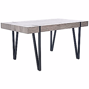 SAFAVIEH Home Collection Alyssa Mid-Century Rustic Industrial Grey Oak/Black Dining Room Table DTB7000C, 0