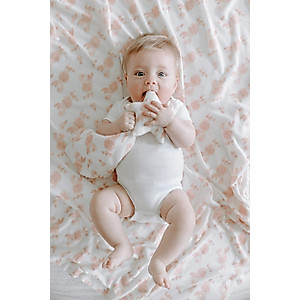 aden + anais Snuggle Knit Baby Swaddle Blanket for Newborn Girl and Boy, Versatile Stroller Cover, Burp Cloth, Nursing Shield, 47 x 47 Inch, Rosettes