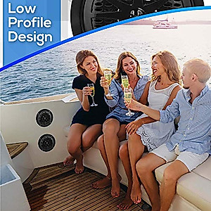 Pyle 4 Inch Dual Marine Speakers - Waterproof and Weather Resistant Outdoor Audio Stereo Sound System with Polypropylene Cone, Cloth Surround and Low Profile Design - 1 Pair - PLMR41B (Black)