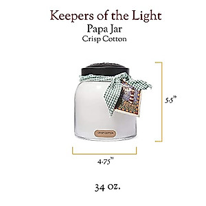 A Cheerful Giver - Crisp Cotton Papa Scented Glass Jar Candle (34oz) with Lid & True to Life Fragrance Made in USA