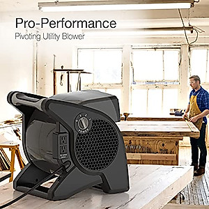 Lasko 20" High Velocity Quick Mount, 7 x 22 x 22 inches, Black 2264QM & High Velocity Pro-Performance Pivoting Utility Fan for Cooling, Ventilating, Black Grey U15617