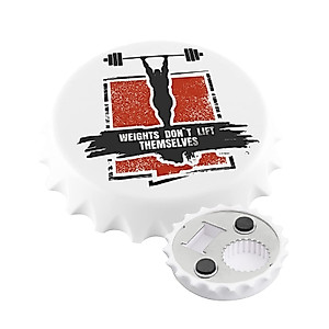 Black Weightlifter Silhouette Magnetic Bottle Opener Refrigerator Magnets, Vintage Red Sports Gym Muscle 4 Pack Beer Opener Fridge Magnets for Kitchen Office Whiteboard, Gift for Men Dad