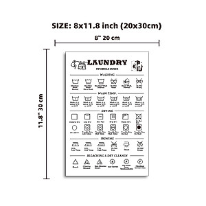 Noare Laundry Symbols Sign & Stain Removal Guide Magnet Cheat Sheet for Room Wall Art Decor 8x11.8 inch - Washing Drying Ironing & Bleaching Accessory