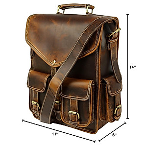 KomalC Leather Backpack Rucksack Travel Laptop Camping School College Bag for Men Women