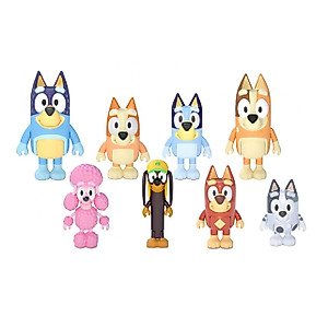 Bluey Family and Friends Figure 8-Pack: Articulated 2.5 Inch Action Figures; Bluey, Bingo, Bandit (Dad), Chilli (Mum), Coco, Snickers, Rusty and Muffin Official Collectable Toy