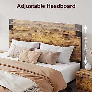 GAOMON Full Bed Frame, Platform Full Size Bed Frame with Wood Headboard, Metal Full Bed Frame with Under Bed Storage and Support Legs, Noise Free, No Box Spring Needed, Easy Assembly-Rustic Brown