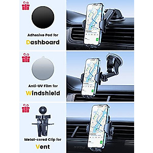 VICSEED Upgraded Phone Mount for Car - Anti-UV & No Melting Suction Cup - Long Arm Car Phone Holder Mount - Dashboard Vent Windshield Cell Phone Holder Car for iPhone 14 Pro Max Plus 13 All Mobiles