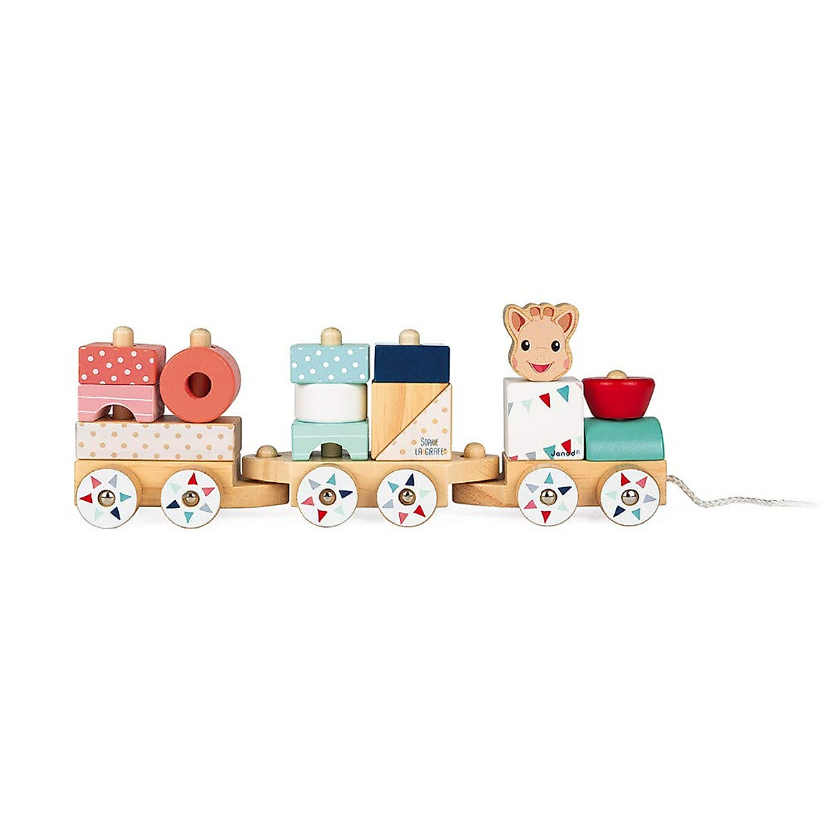 Janod Sophie La Girafe Wooden 2-in-1 Pull-Along Train - 17 Pieces - 18 Months + - J09506