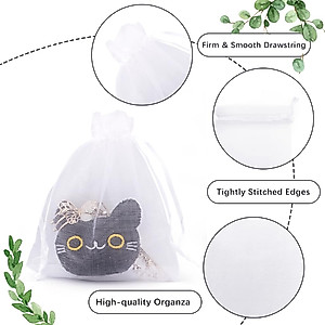 Organza Bags, 50 Pcs White Organza Bags, Small Mesh Bags Drawstring, Jewelry Bags Drawstring, Mesh Gift Bags, Sachet Bags Empty, Wedding Favor Bags for Baptism Party Favor Christmas Baby Shower(4x4.7)