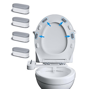 Hibbent 4 pieces Toilet Seat Bumpers for Bidet, Strong Adhesive Toilet Seat Bumpers for Use with Bidet Attachment, Universal Buffer Toilet Lid Rubber Bumpers, Grey