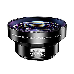 TOMLOV Digital Microscope Wide Angle Lens WL02,34MM Wide Angle 0.45x Converter Lens w/Macro Portion Pro Digital Precision Lens for Tomlov LCD Digital Microscope DM401 DM401 Pro DM402 Pro DM10 Camera