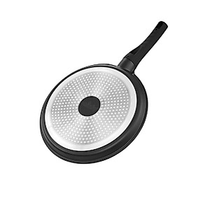 Non Stick 11 Inch Granite Coated Crepe Pan - Lightweight 4.27 Quart Dosa Pan with Comfort Stay Cool Grip Handle - Induction Compatible PFOA Free Tortilla Pan (Black)