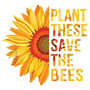 Plant These Save The Bees Honeybee 5 Inch Waterproof Sticker Décor Garden Honeycomb Bumble Dandelion Queen Honey Yard Spring Summer Butterfly Wildflower Honeybee Pollinator Indoor Outdoor Rock CS1458-2PK