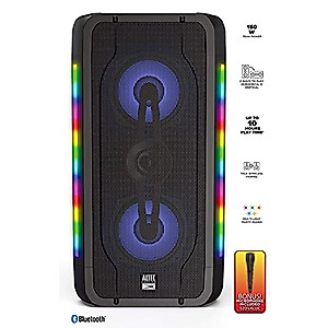 Altec Lansing Shockwave Wireless Party Speaker, Travel Bluetooth Speaker with Rechargeable Battery, Portable Sound System with Microphone (Renewed)