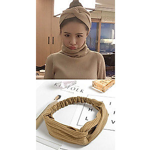 QandSweet Women and Little Girl's Stretchy Headbands Teens Cross Hairband for Fashion Shampoo Sports 8 Pack (8 Colors, Girl Head 40-52CM)