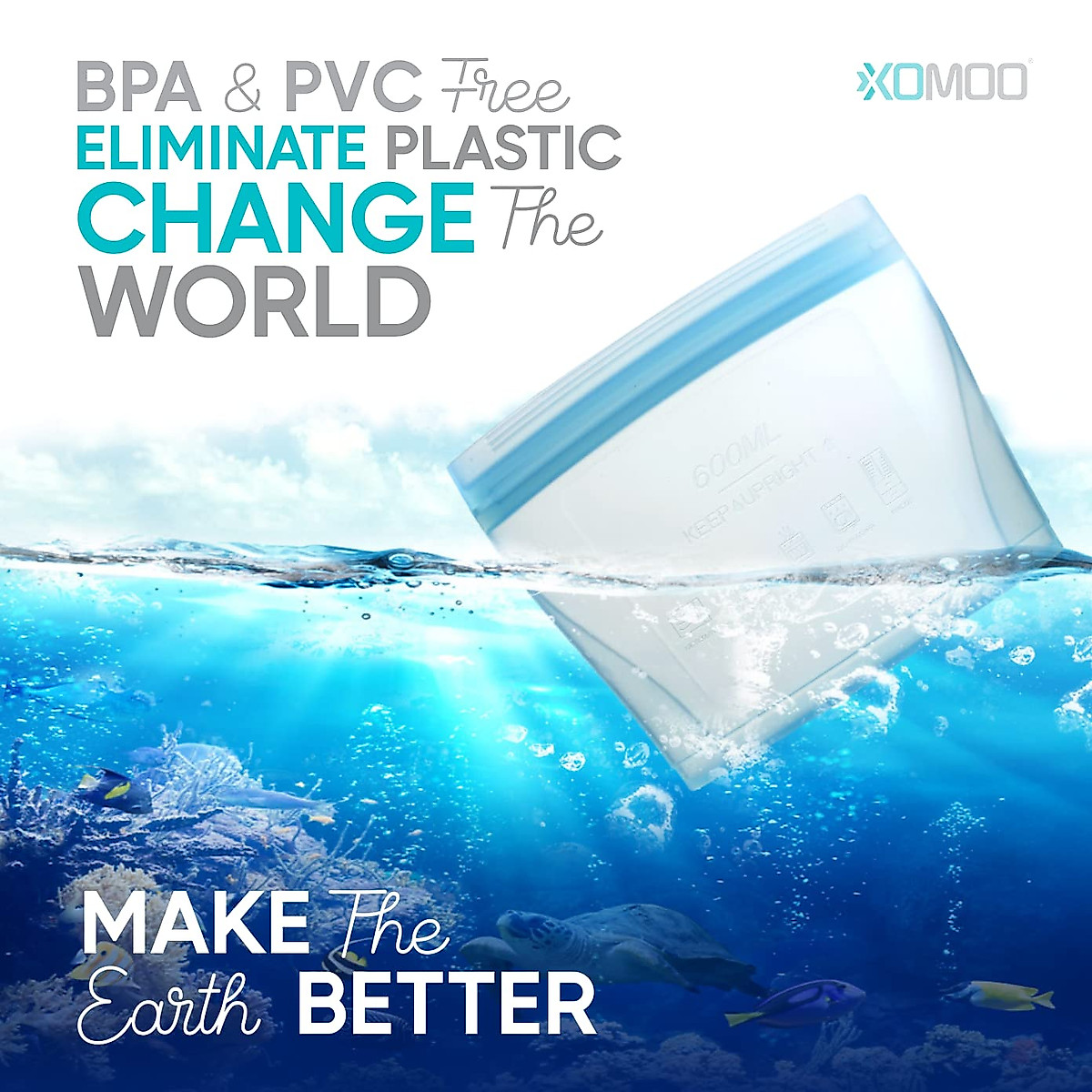 Reusable food container silicone bag, Upgrade second generation 6 Pcs Containers Storage, 100% Silicone Reusable Food Bag, Stand Up Preservation Bag, Rounded interior for easy cleaning.