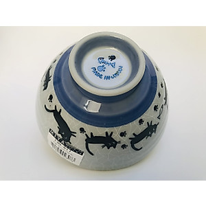 2 Pc Japanese Grey Crackle Baclk Cats Rice Bowl Set Includes 2 Bowls