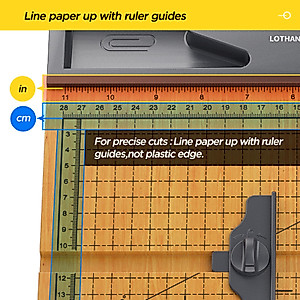 12'' Wood Guillotine Paper Cutter, Heavy Duty Wood Base Paper Trimmer with 32 Sheets Capacity Paper Cutting Board for Classroom, Crafting, Cardstock, Art Projects