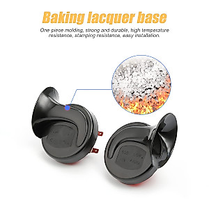 300DB Super Loud Train Horn, 2PCS Car Air Electric Snail Double Horn, 12V Waterproof Air Horns Replacement Kit, Automotive Accessories Universal for Car, Motorcycle, Truck, Bike, Boat (Red)