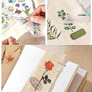 2 Sheets Vintage Rub on Transfer Flower Leaves Stickers 2 Sheet Linen, Clear Rub on Transfer Floral Stickers Decals for Wood Crafts Wine Glass Fabric Scrapbooking Furniture Journaling Cloth(Blue)