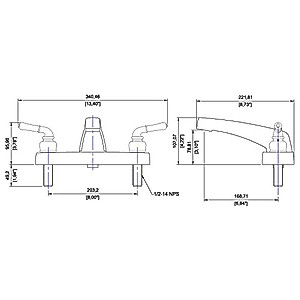 Laguna Brass 3341CP 8" Mobile Home Two Handle Non-Metallic Deck Mount Garden Tub Filler Faucet, Chrome Finish