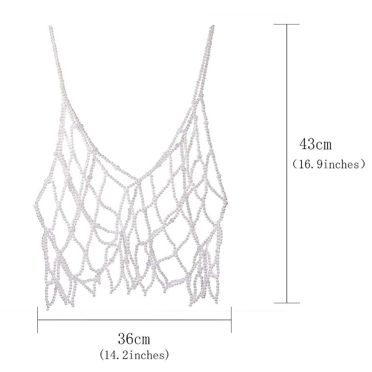 JWJP&CCYIQI Womne's Pearl Body Chain Bra Handmade Beaded Sexy Bikini Body Chain Pearl Body Jewelry