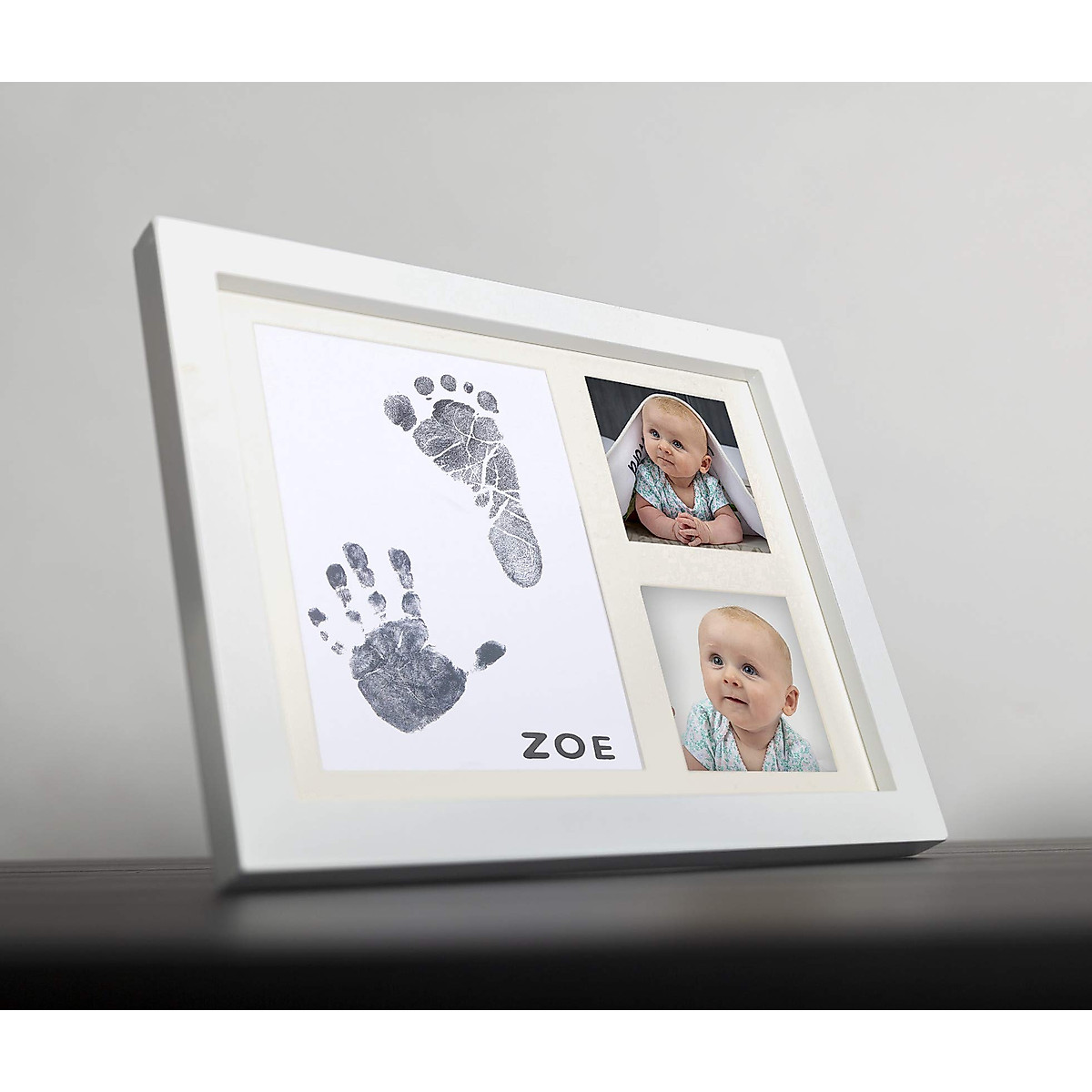 Baby Ink Hand and Footprint Kit – Handprint Picture Frame for Newborns (Safe Clean-Touch Ink Pad for Prints) – Best New Mom and Shower Gift – Foot Impression Photo Keepsake for Girls & Boys – (White)