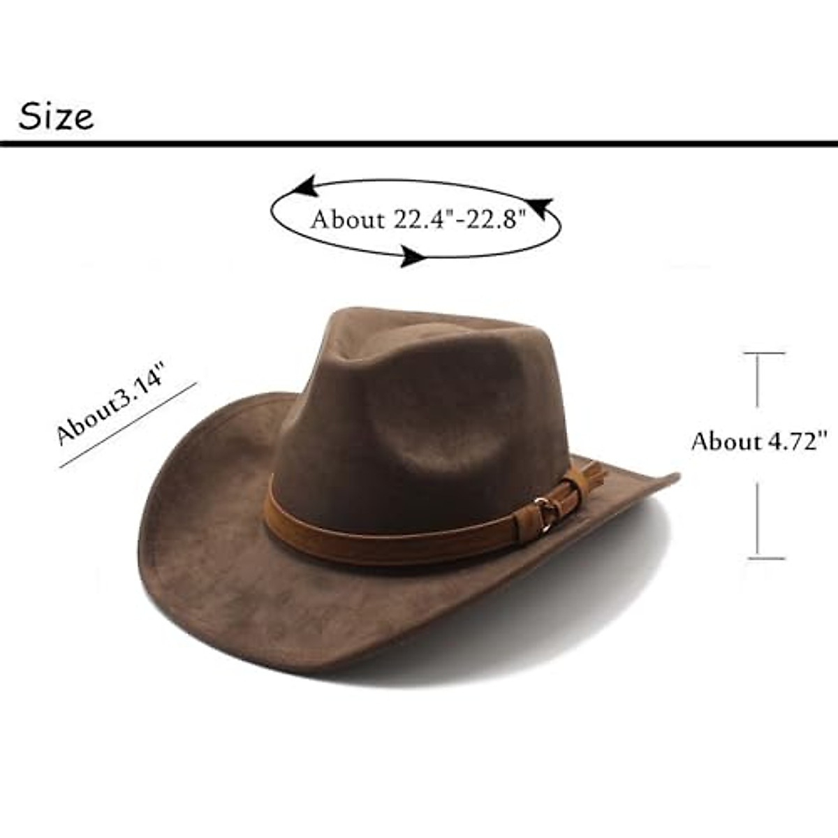 CCAKXCJJ Unisex Western Suede Cowboy Cowgirl Hat Classic Wide Brim Fedora Hat for Men &Women 197-Brown