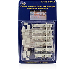 Gemini Jets Airbridge Set 1 with 6-Pack Narrowbody Jet Bridges and Airport Adapters, 1:400 Scale