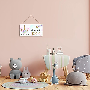 Personalized Rainbow Unicorn Sign,Girls Bedroom Baby Nursery Bedroom Door Sign Wood Plaque Sign Wall Decor Gift