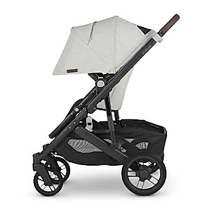 Cruz V2 Stroller - Anthony (White and Grey Chenille/Carbon/Chestnut Leather) + MESA V2 Infant Car Seat - Jake (Charcoal)