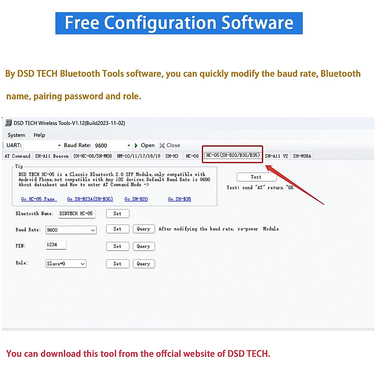 DSD TECH SH-B23A Bluetooth 2.0 to RS232 Serial Adapter with DB9 Converter