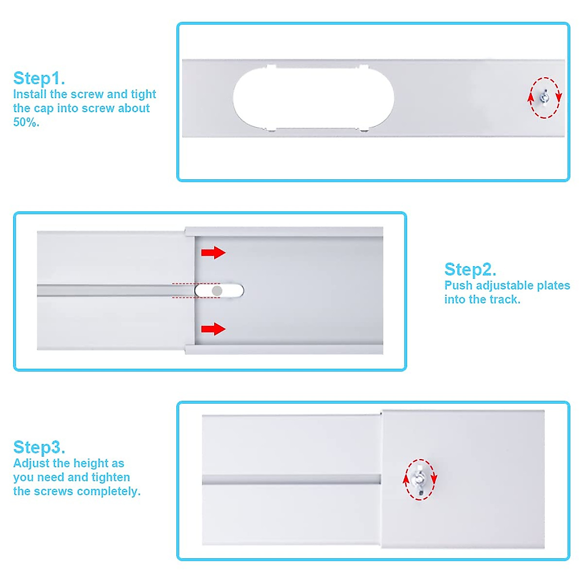 Portable Air Conditioner Window Kit, Adjustable Window Vent Kit Seal Plates with 5.9” Exhaust Hose Duck Coupler for A/C Replacement Window Sliding Set