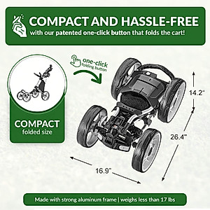 caddytek Caddycruiser One Version 8 - One-Click Folding 4 Wheel Golf Push Cart, Silver