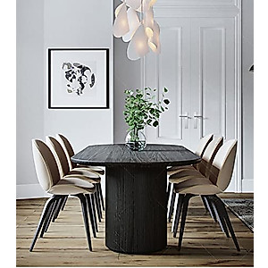 LAKIQ Black Dining Table Modern Solid Wood Dining Room Table Contemporary Oval Double Pedestal Kitchen Table Conference Room Table Kitchen Island Table-Table Only(78.7" L x 35.4" W x 29.5" H)