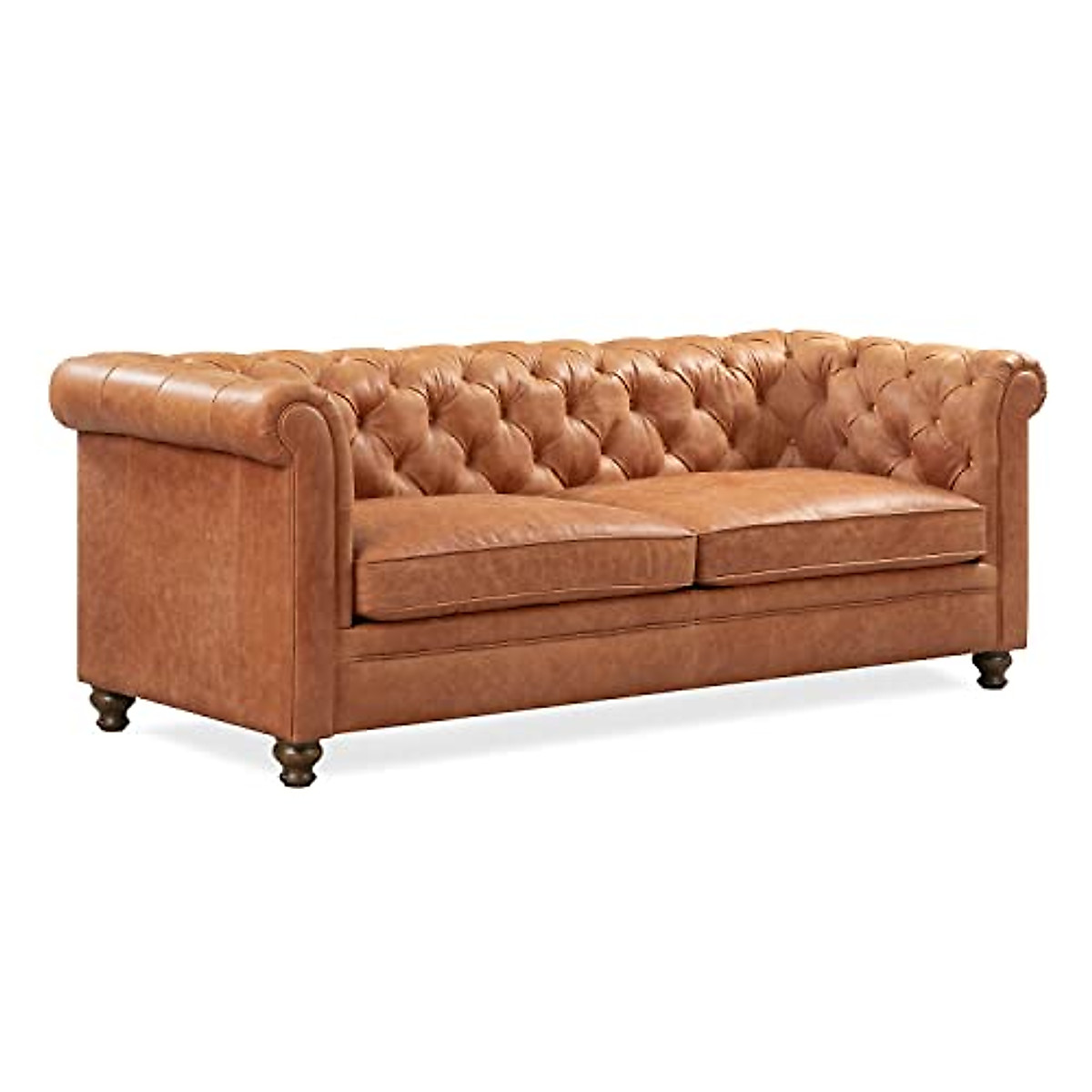 POLY & BARK Lyon Sofa in Full-Grain Pure-Aniline Italian Leather, Cognac Tan