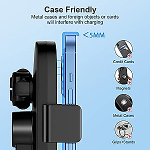KKM Wireless Car Charger, 15W Qi Fast Charging Auto-Clamping Wireless Car Charger Mount, Air Vent Dashboard Car Phone Holder Compatible with iPhone 14 Pro/14 Pro Max/14/14 Plus/13/12/11/X/XS Max