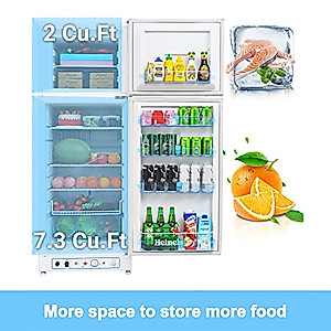 Techomey Propane Refrigerator with Freezer 9.35 Cu.Ft, Gas Fridge with Freezer Off Grid, 110v/LPG Dual Powers, RV Refrigerator for Outdoor, Truck, Camper, Kitchen, White