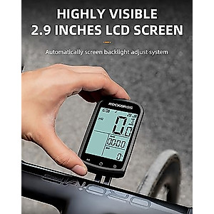 ROCKBROS Bike Computer Wireless Cycling Computers ANT+ Bluetooth Bicycle Computer Mini Speedometer Odometer Waterproof 2.9inch LCD Screen GPS/BDS/Galileo Position System