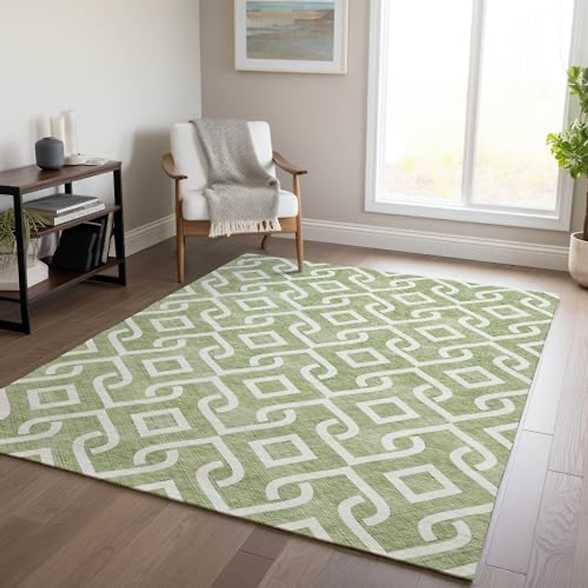 Addison Rugs Chantille ACN621 Green 9' x 12' Indoor Outdoor Area Rug, Easy Clean, Machine Washable, Non Shedding, Bedroom, Living Room, Dining Room, Kitchen, Patio Rug