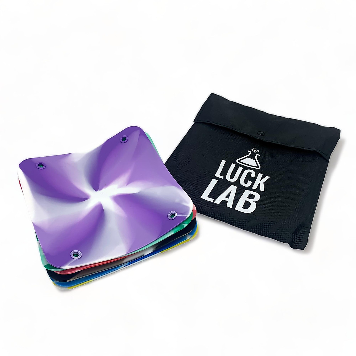 Luck Lab Board Game Storage Bowls, 6-Pack | Folding Tray Accessory Holds Tabletop Bits, Chits, Pieces | Swirl Colors | Bonus Storage Bag