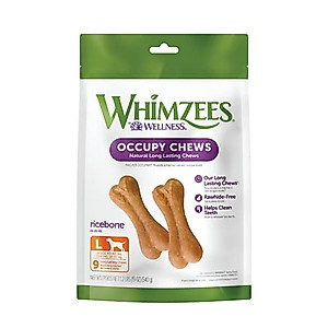 WHIMZEES by Wellness Rice Bone Natural Dog Dental Chews, Long Lasting Treats, Grain-Free, Freshens Breath, For Dogs 25-60 lbs, 9 count