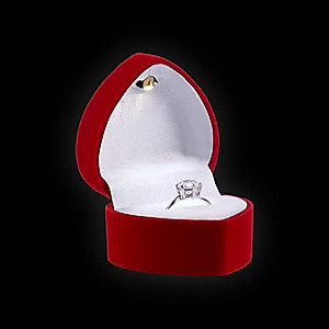 Noble Heart Ring Box with Light - Unique LED Engagement Ring Box for Proposal Ring or Special Occasions (Red)